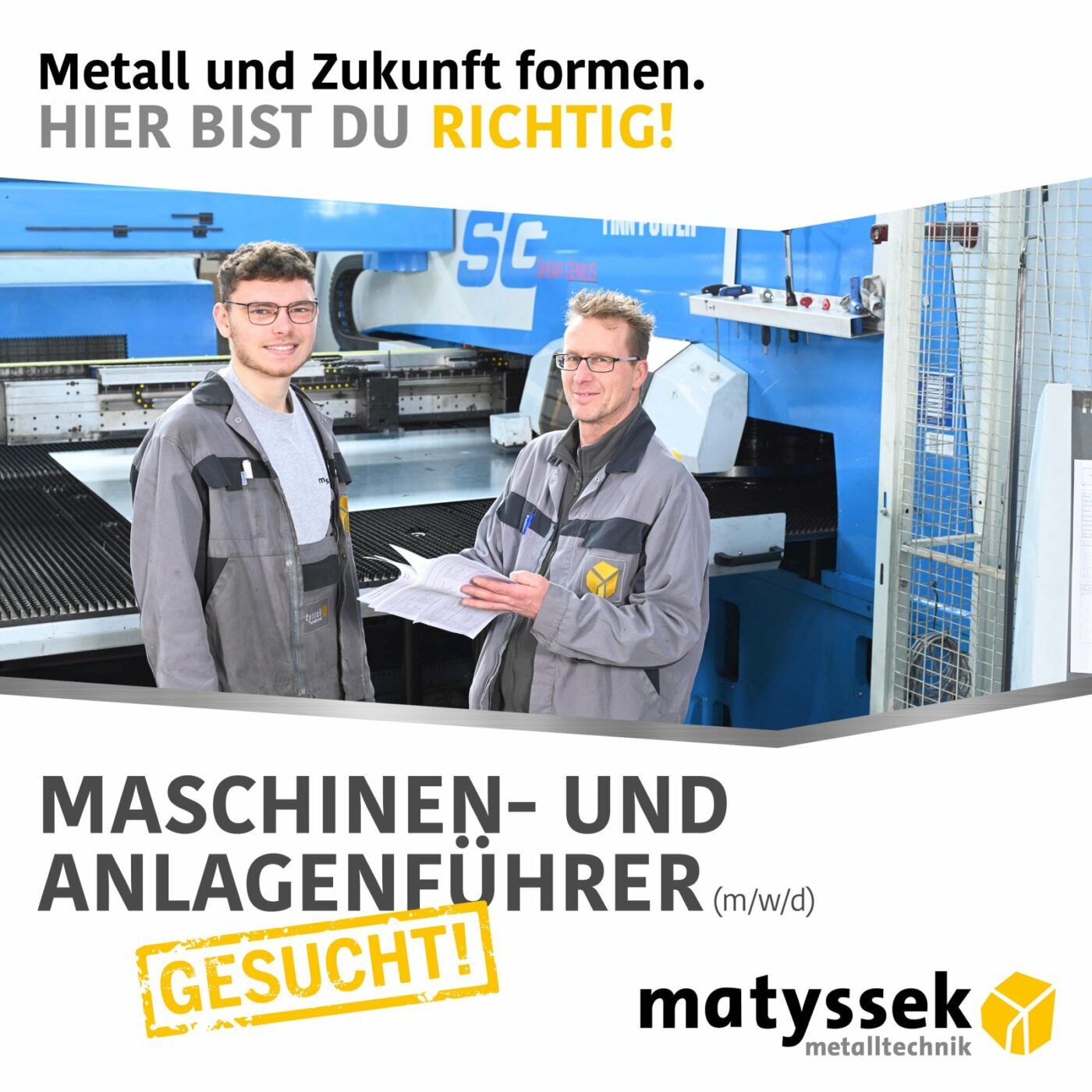 Karriere - Matyssek Metalltechnik - Wir bringen Metall in Form